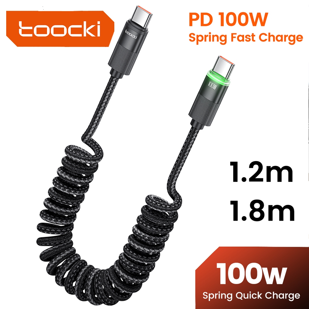 Toocki 100W Type C To Type C Spring Retractable Data Cable With ...