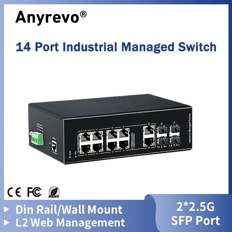 Gigabit Industrial Managed Switch 14 Port 1000Base-T Network Ethernet ...
