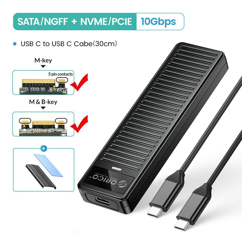 ORICO M.2 NVMe SSD Enclosure 10Gbps USB 3.2 Gen2 M2 SSD Enclosure Case Box Simple Design for ...
