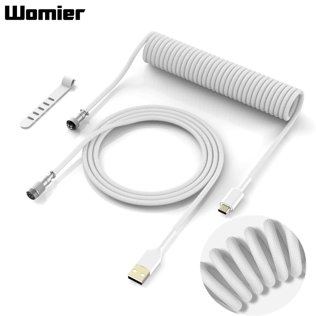 WOMIER Coiled Cable Detachable Aviator Coiled Keyboard Cable Type C to ...
