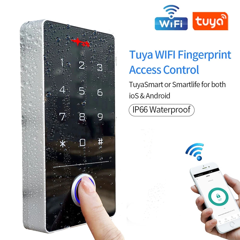 Waterproof Tuya App Wifi Access Control Keypad Fingerprint Smart Home Security Protection ...