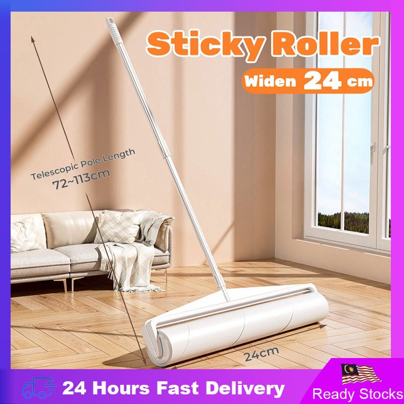 Long Handle Lint Roller Sticky Roller Pet Hair Dust Removal Roller ...