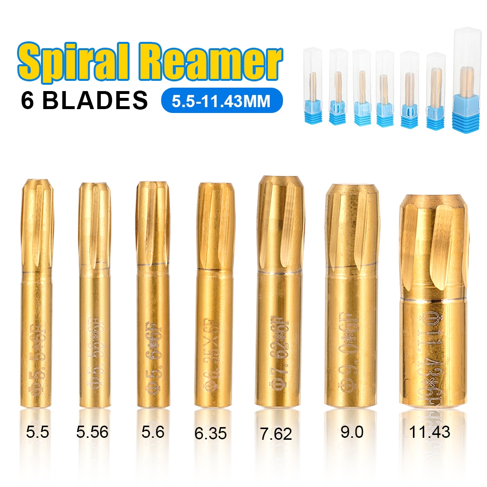 6 Flutes Spiral Reamer 5.5mm 5.56mm 5.6mm 6.35mm 7.62mm 11.43mm Helical ...