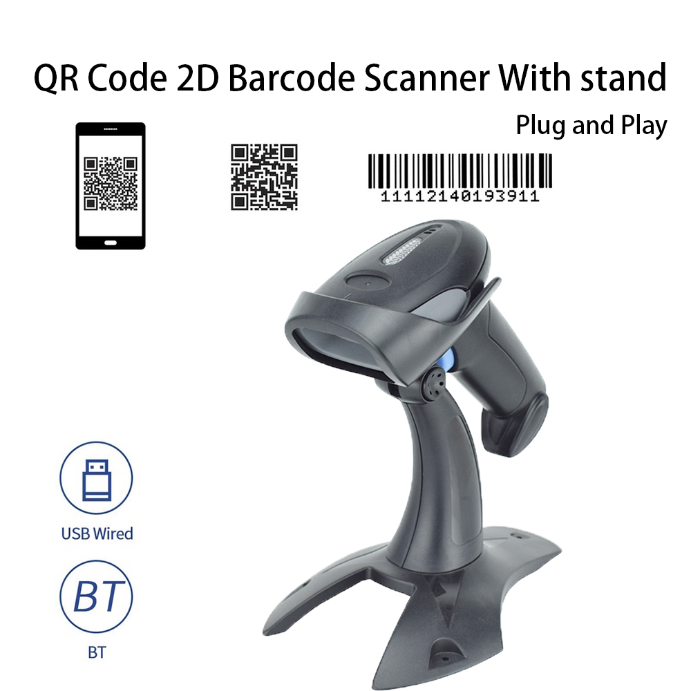 Wired USB 2D QR Code Automatic Scanning Barcode Scanner With Stand | Shopee Malaysia