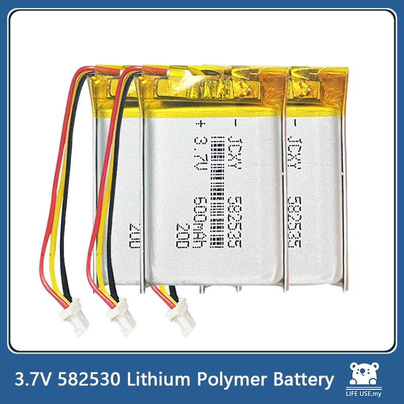 3.7V 600mAh Lithium Polymer Battery 582535 602535 Rechargeable Battery ...