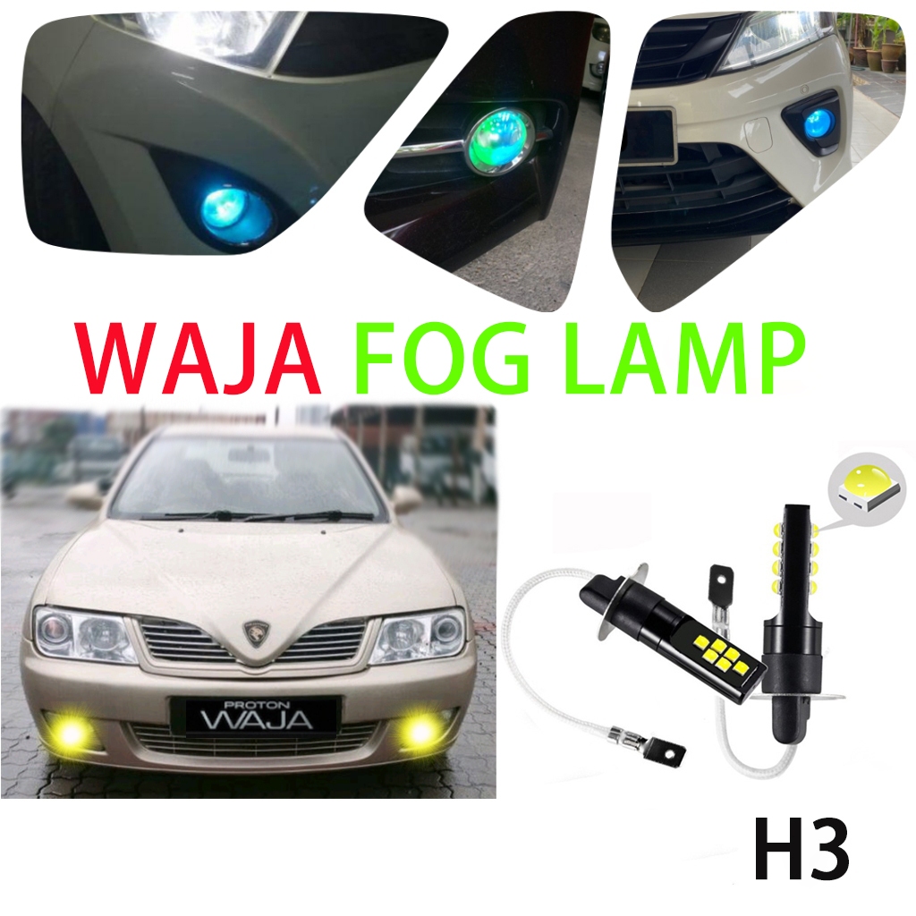 PROTON WAJA FOG LAMP LED BULB Ice blue White Yellow Lampu Spotlight ...