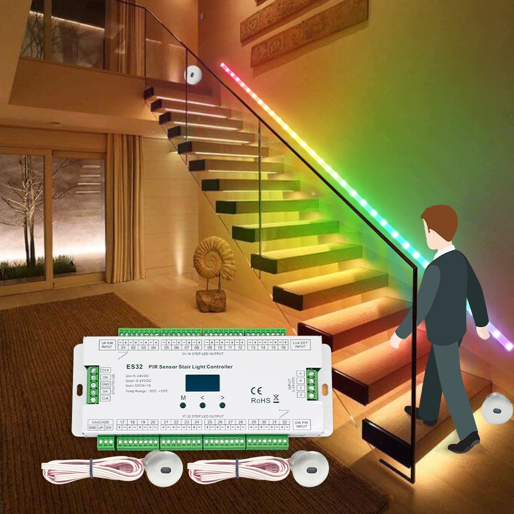 PIR Motion Sensor Light Controller ES32 12V 24V Single Color RGB Pixel ...