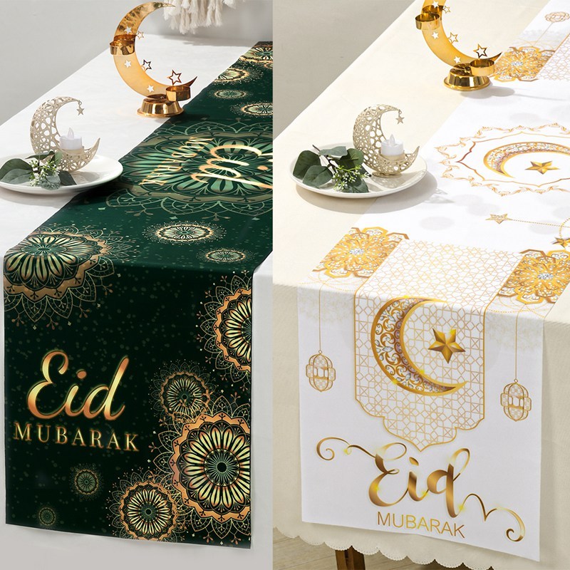 180*35cm Eid Mubarak Castle Table Runner EID Ramadan MUBARAK Polyester ...