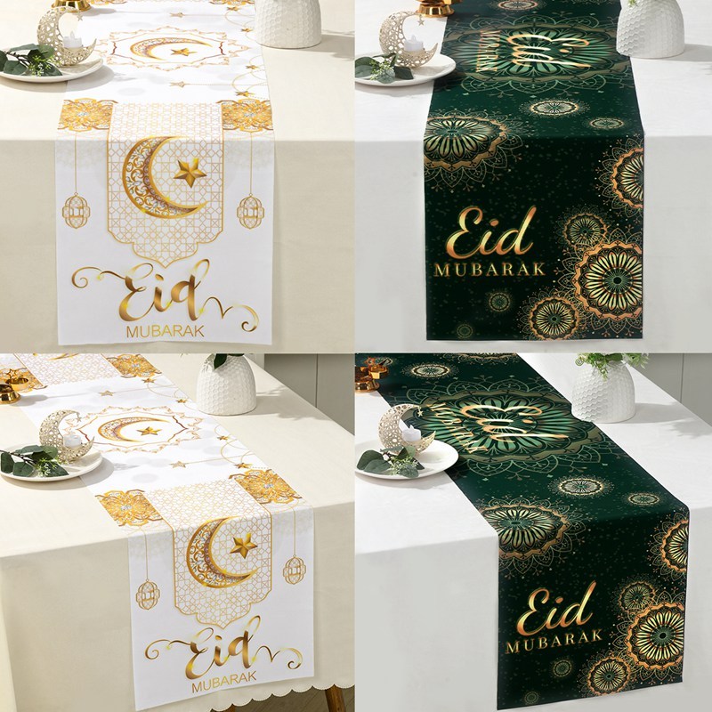 180*35cm EID Ramadan MUBARAK Polyester Table Cloth Eid Mubarak Castle ...