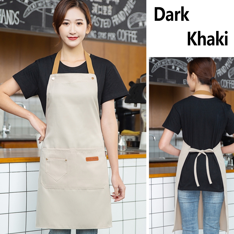 Thickened Canvas Apron Kitchen Apron Halter Neck Apron Water Proof Oil ...