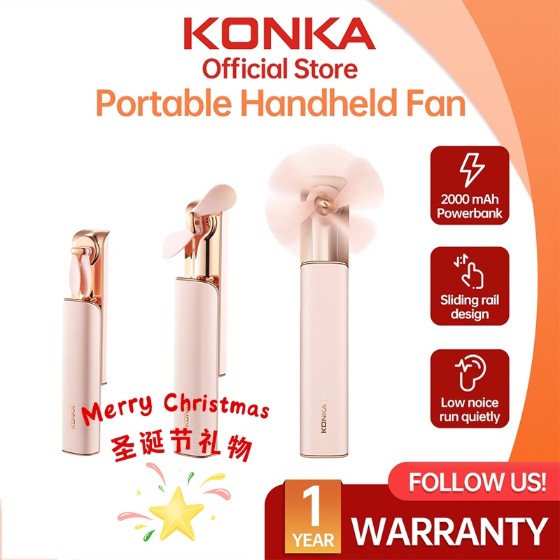 KONKA Mini Fan USB Quiet Rechargeable Portable Foldable Cooling Outdoor ...