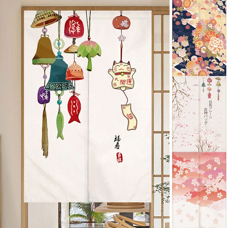 Japanese Style Door Half Curtain Fabric Kitchen Partition for Bedroom ...
