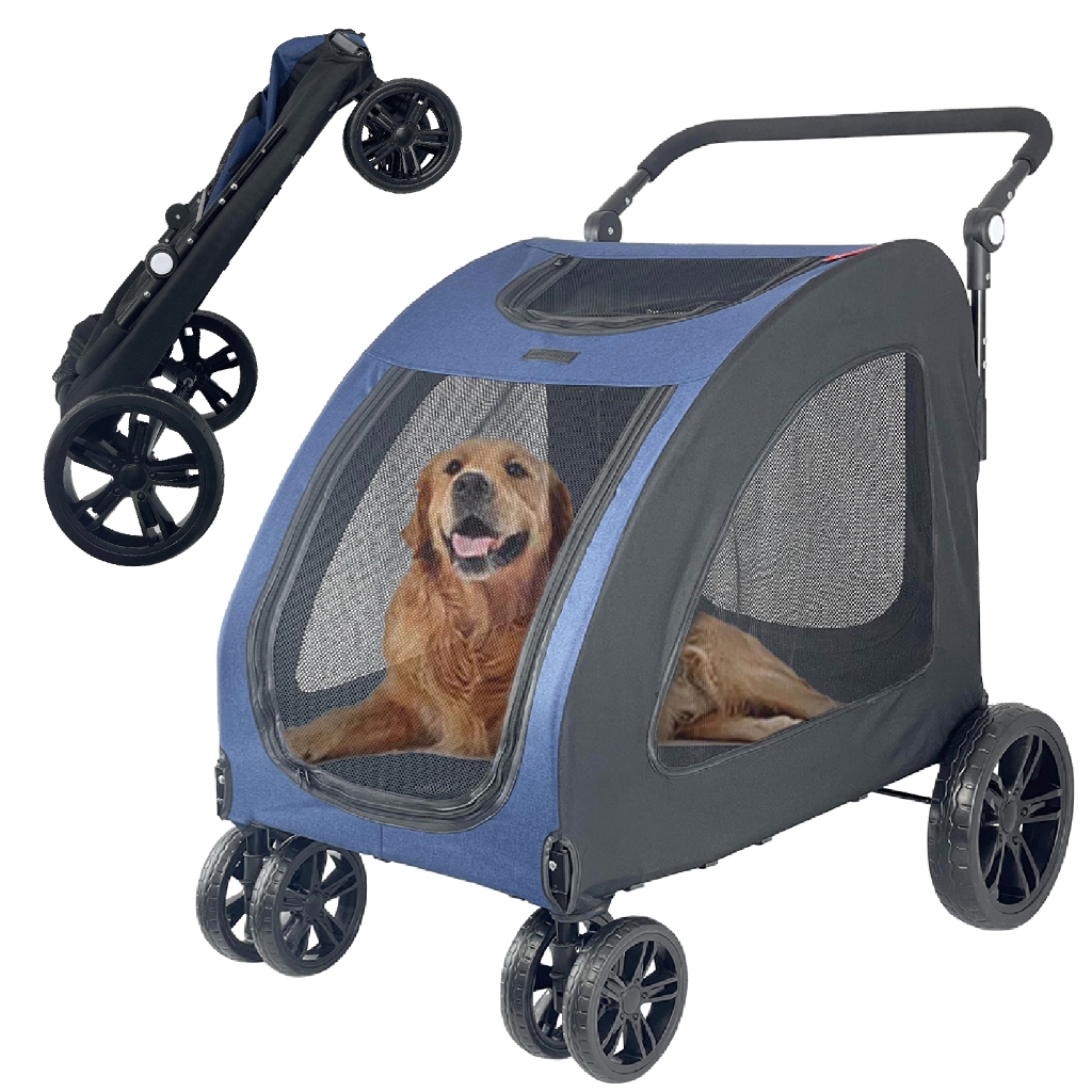 4 Wheel Foldable Pet Jogger Stroller for Large Dogs up to 110 lbs ...