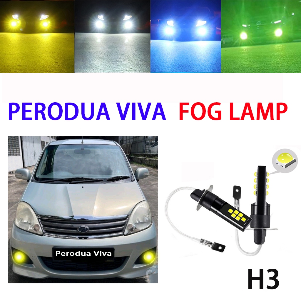 PERODUA VIVA FOG LAMP LED BULB Ice blue White Yellow Lampu Spotlight ...