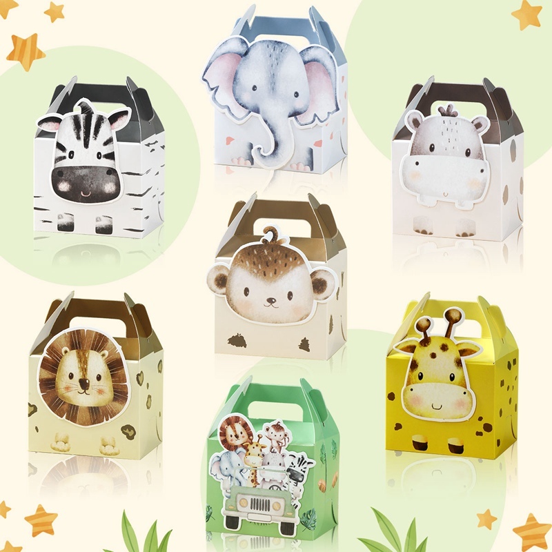 7pcs/set ZOO Themed Candy Boxes Jungle Safari Party Decorations ...