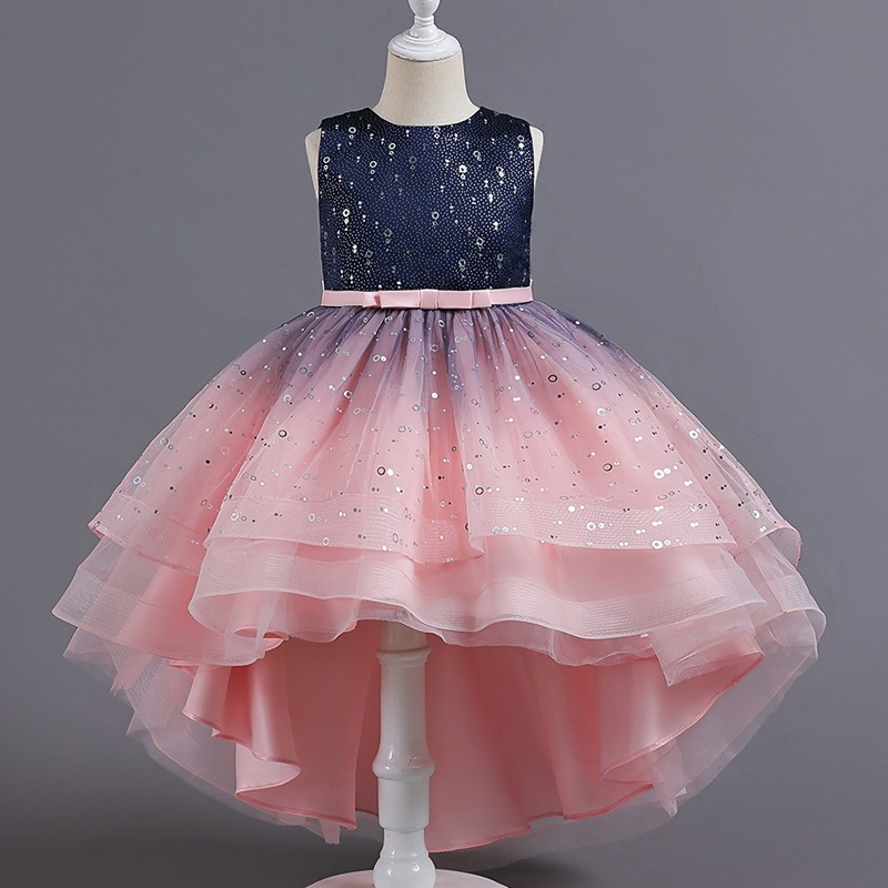 Children's Dress Princess Sleeveless Sequin Trailing Mesh Sweet dress ...