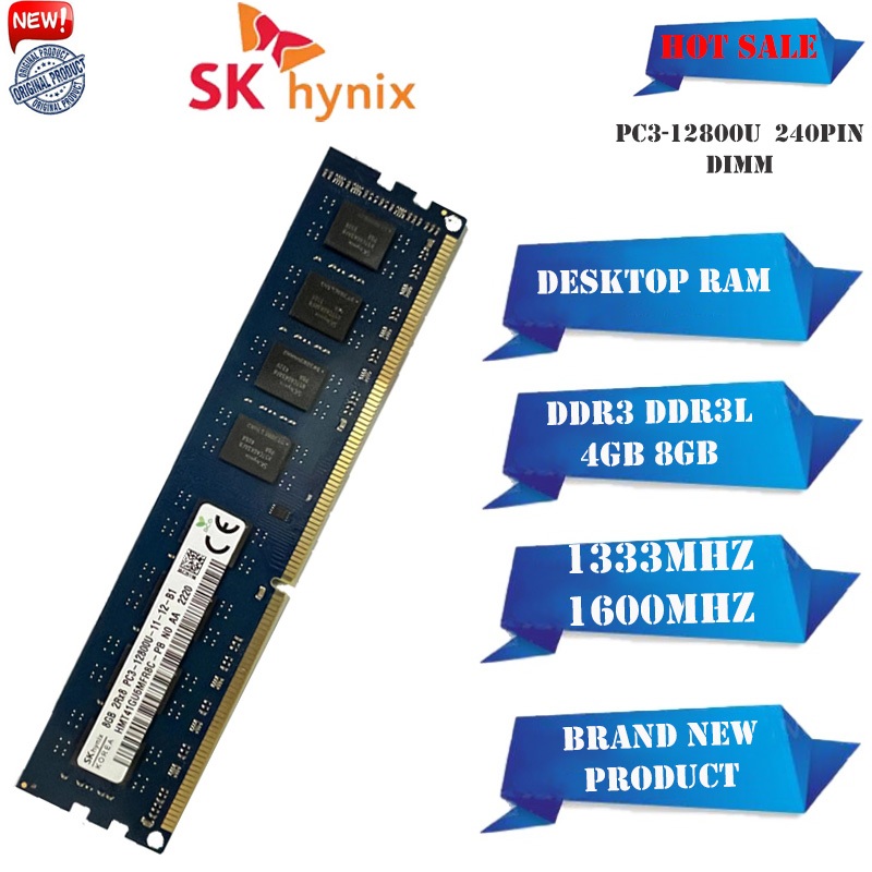 SK hynix DDR3 PC RAM 4G 8GB 1333/1600MHz PC3L-12800U Desktop memory module | Shopee Malaysia