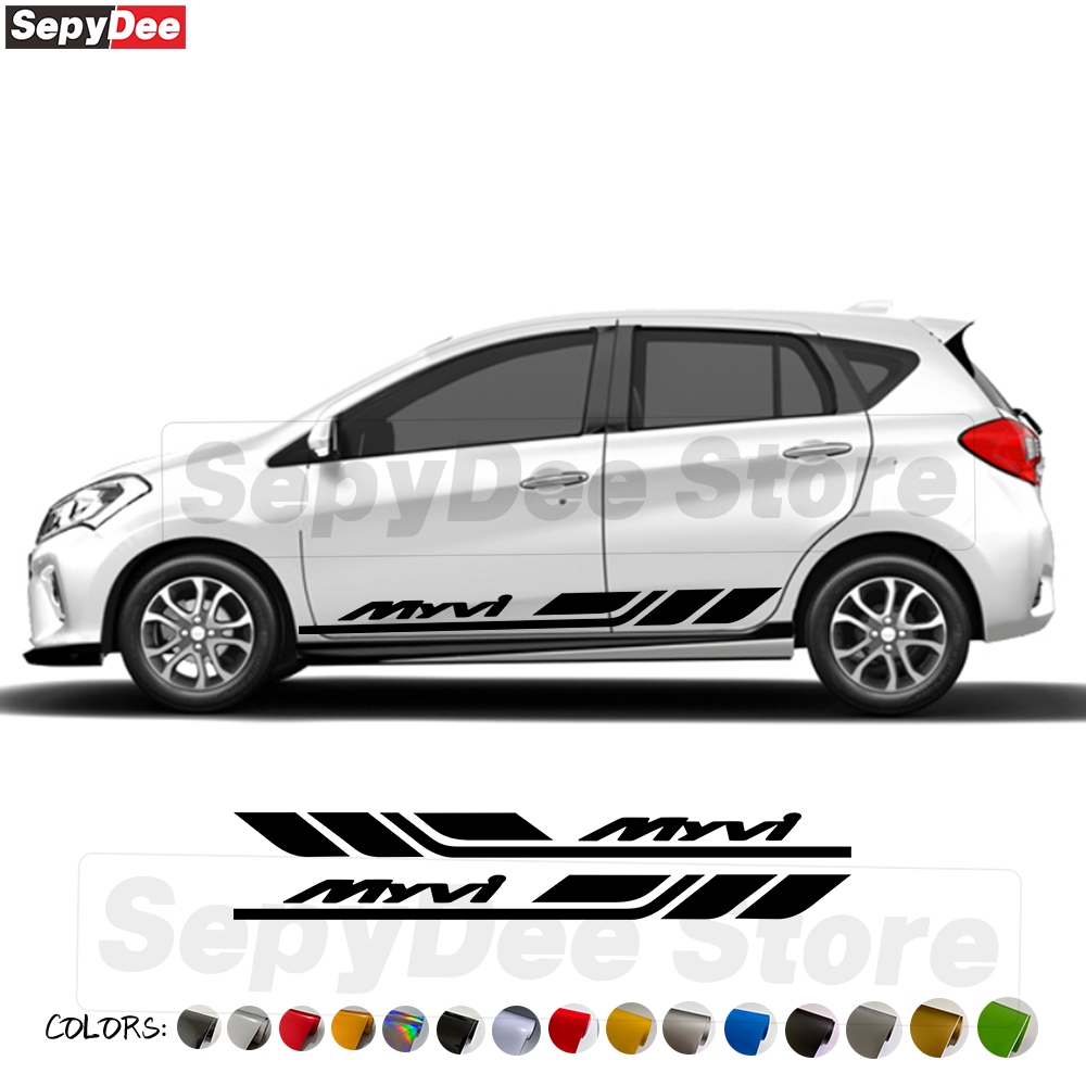 2Pcs For Perodua Myvi Car Door Side Stickers Body Logo Graphics Decor ...