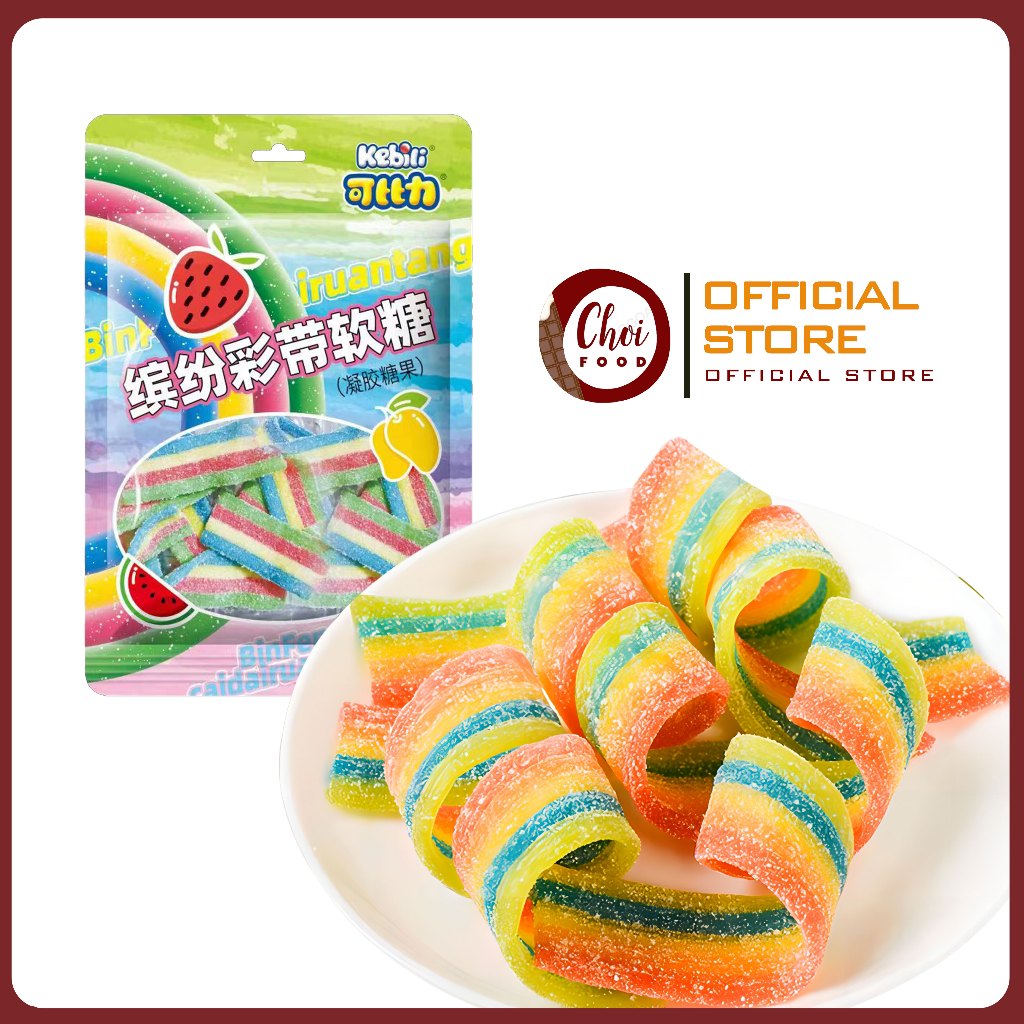 彩虹带软糖 Rainbow Belt Sour & Sweet Candy Halal Gummy Snack Gummi Jelly ...