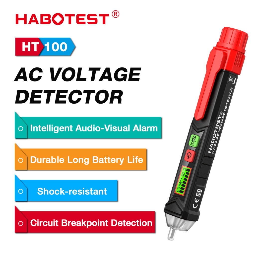 HABOTEST HT100 AC Voltage Test Pen 12V-1000V/48V-1000V Non-contact ...