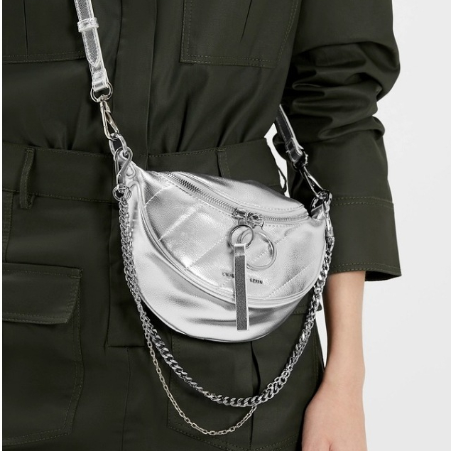 Cnk2024 New Silver Logo Women's Waist Bag Fashion Chain One Shoulder ...