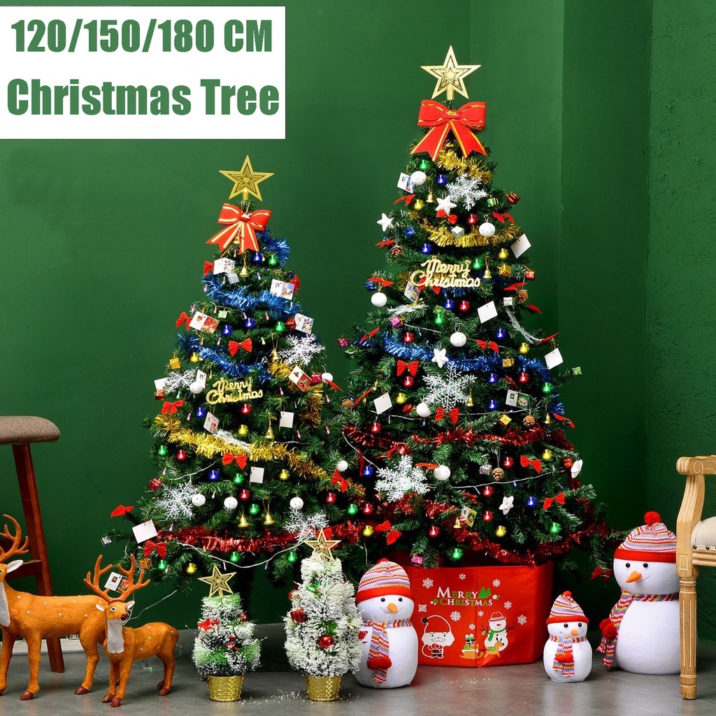 4FT/5FT/6FT Big Christmas Tree Pendant Accessories Jingle Bell Star Top ...