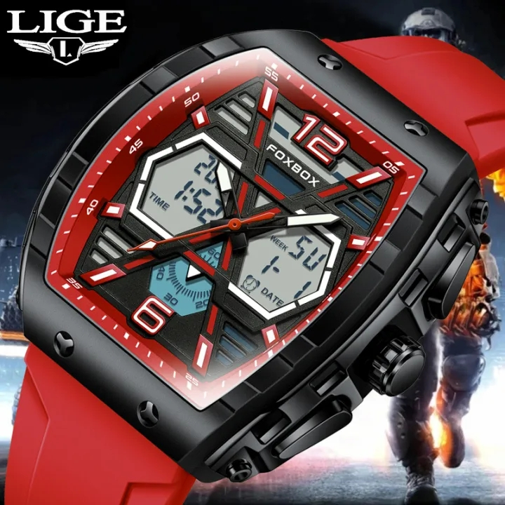 FOXBOX Men Digital Watch Waterproof Sport Stopwatch Alarm Clock Dual ...