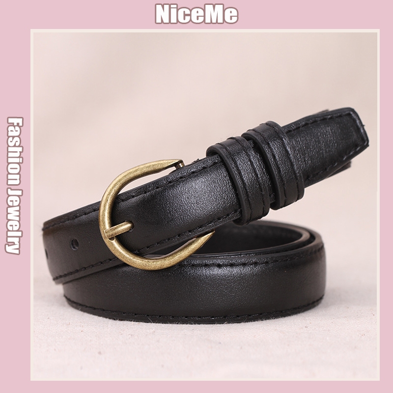 Fashion Women's Belt Plain Basic Porous Belt PU Leather Versatile Belt ...