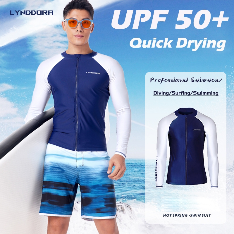 SAILBEE Men's UV Sun Protection Long Sleeve Rash Guard Wetsuit Swimsuit ...