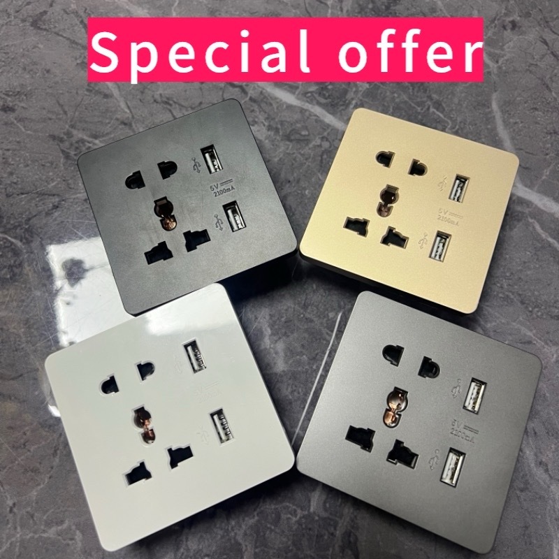 [Special Price] Frameless 13A 2-pin/3-pin universal USB power socket, 4 ...