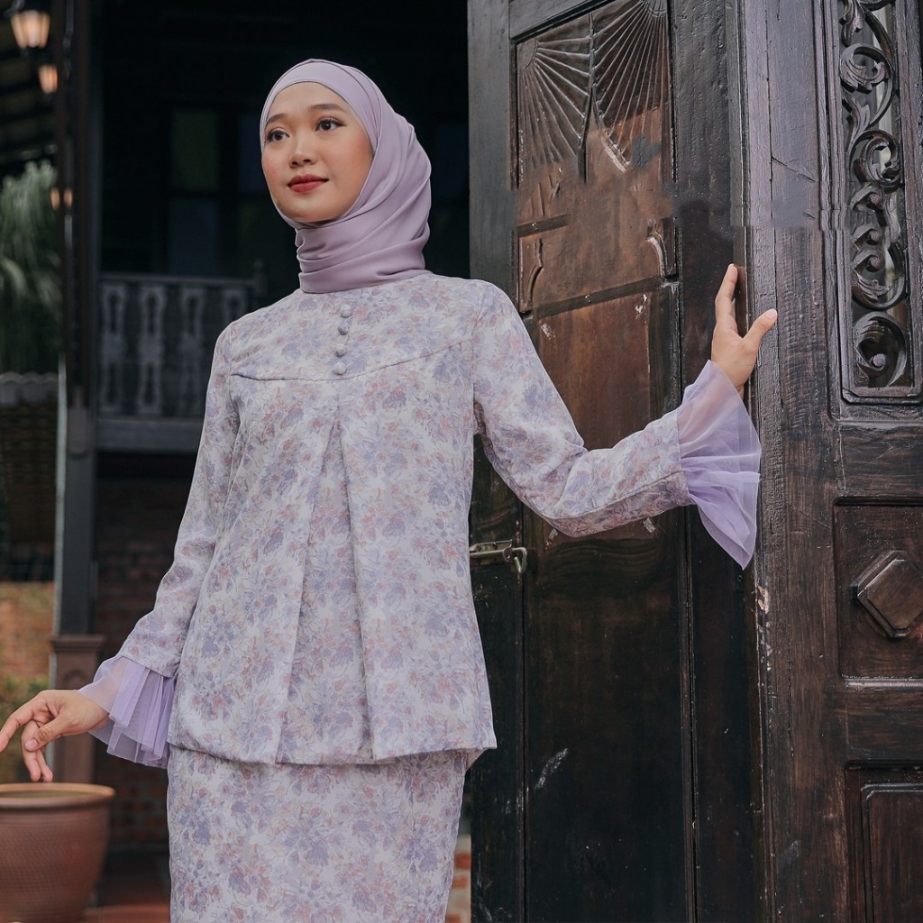 LILAC KURUNG BAJU RAYA 2024 KIRANA Kurung Kedah FLORAL Kurung Sulam ...