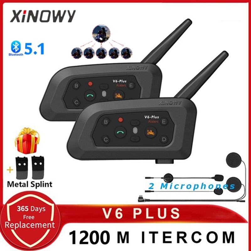 1/2Pcs XINOWY V6 Plus Motorcycle Helmet Intercom Bluetooth Headset ...