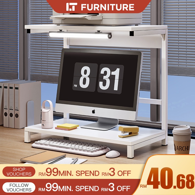 Monitor Stand with LED Light Printer Rack Gaming Table LED Monitor ...