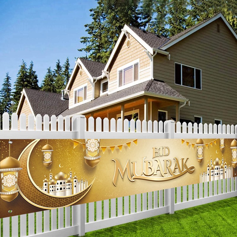 200*40cm Eid Backdrop Polyester Islamic Muslim Backdrop Eid Mubarak ...