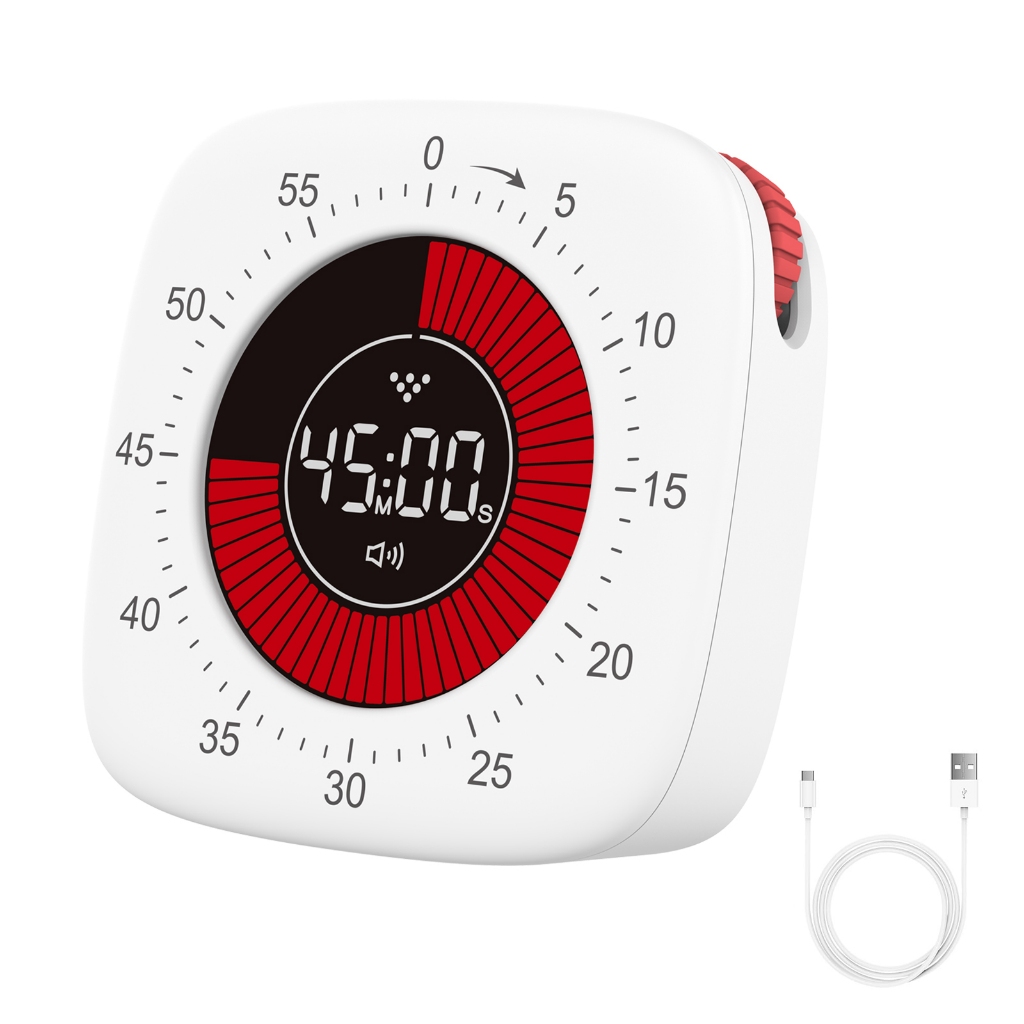 Visual Timer Rechargeable Digital Silcent Timers with 4 Alarm Modes, 60 ...