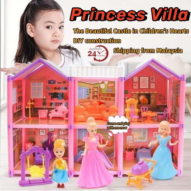 Princess Doll House DIY dream Assembled Castle baby Dollhouse birthday ...