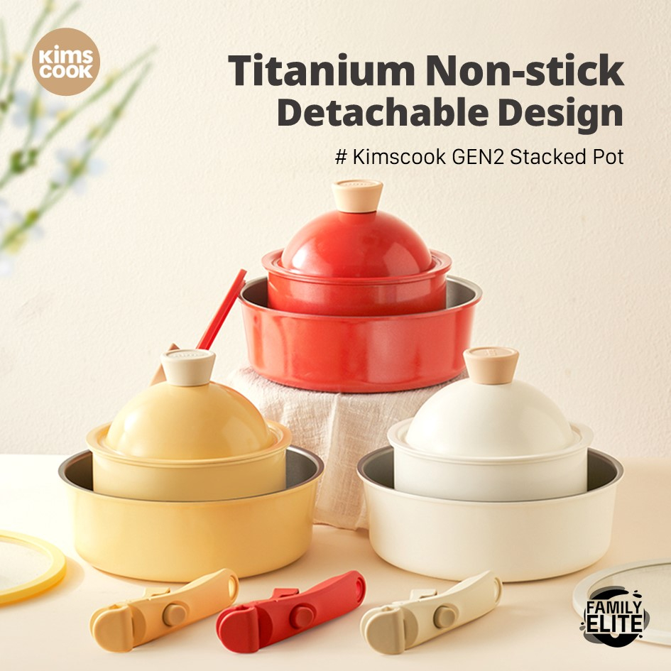 Korea Kimscook GEN.2 Cookware Set (18cm Pot/24cm Pans/Steamer) with ...
