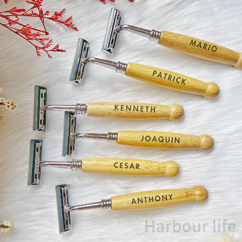 Harbour Life Personalized Refillable Bamboo Razor for Men and Women ...