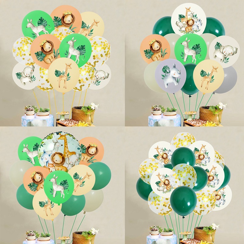 4 styles Cute Animal Balloons Jungle Safari Party Decorations Wild One ...
