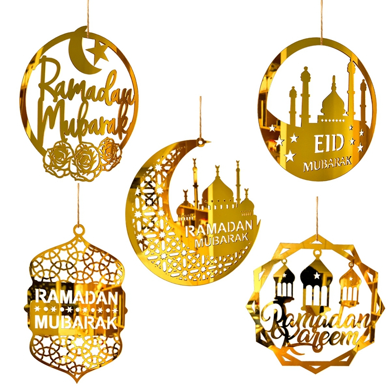 1PC Acrylic Hari Raya Decoration Eid Mubarak Hanging Pendant Ornament ...