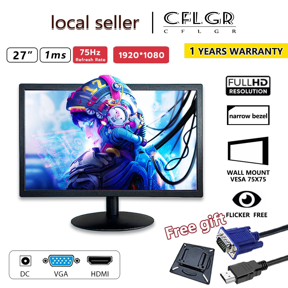 22-27inch LED Monitor Computer PC 19-24inch 144hz Laptop Office Gaming ...