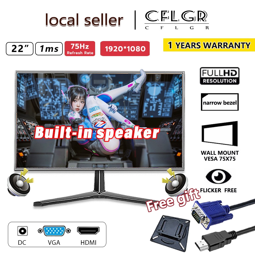 22-27inch LED Monitor Computer PC 19-24inch 144hz Laptop Office Gaming ...
