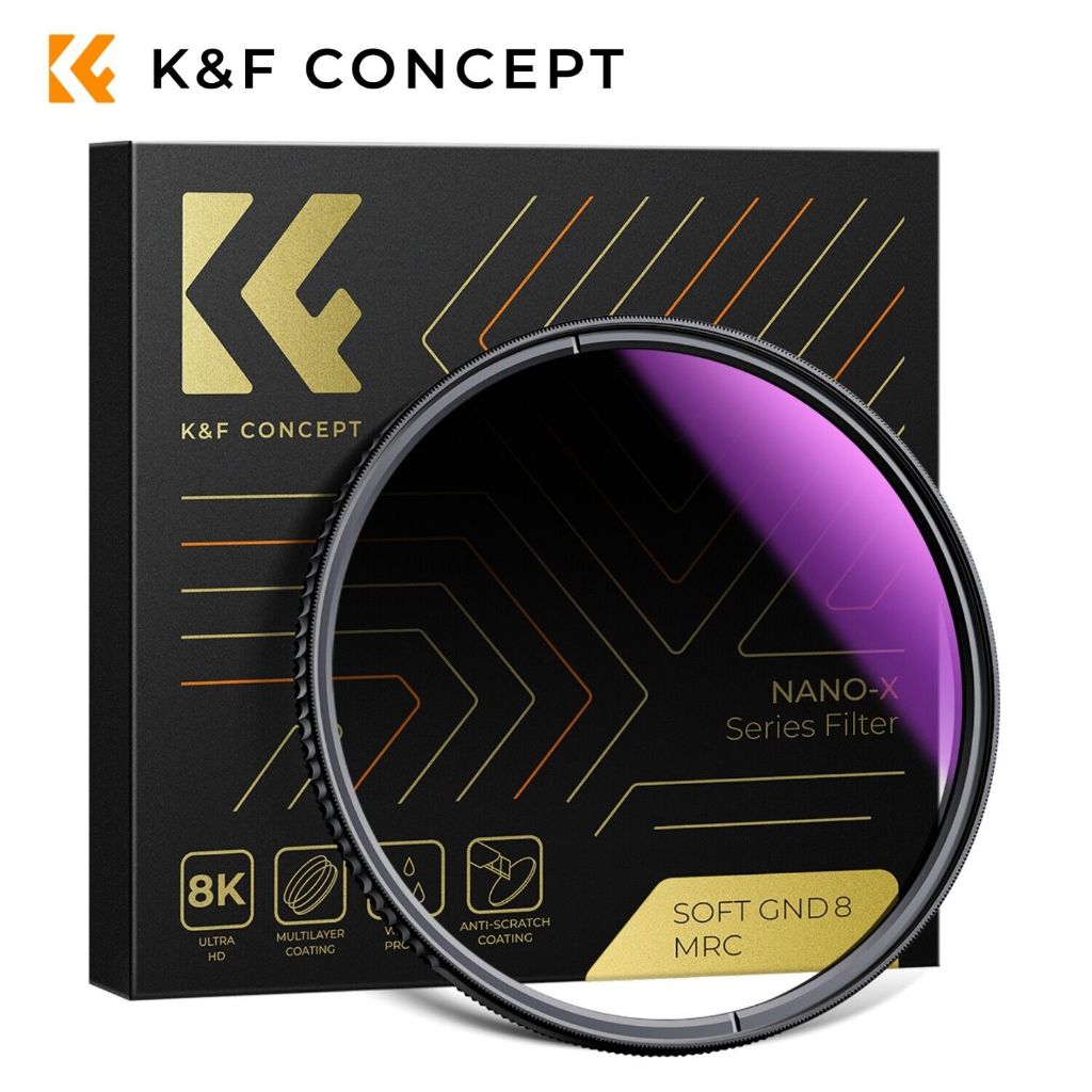 K&F Concept NANO-X 49-82mm HD GND8 Soft Graduated Neutral Density Filter Ultra-Clear 3 stop With ...