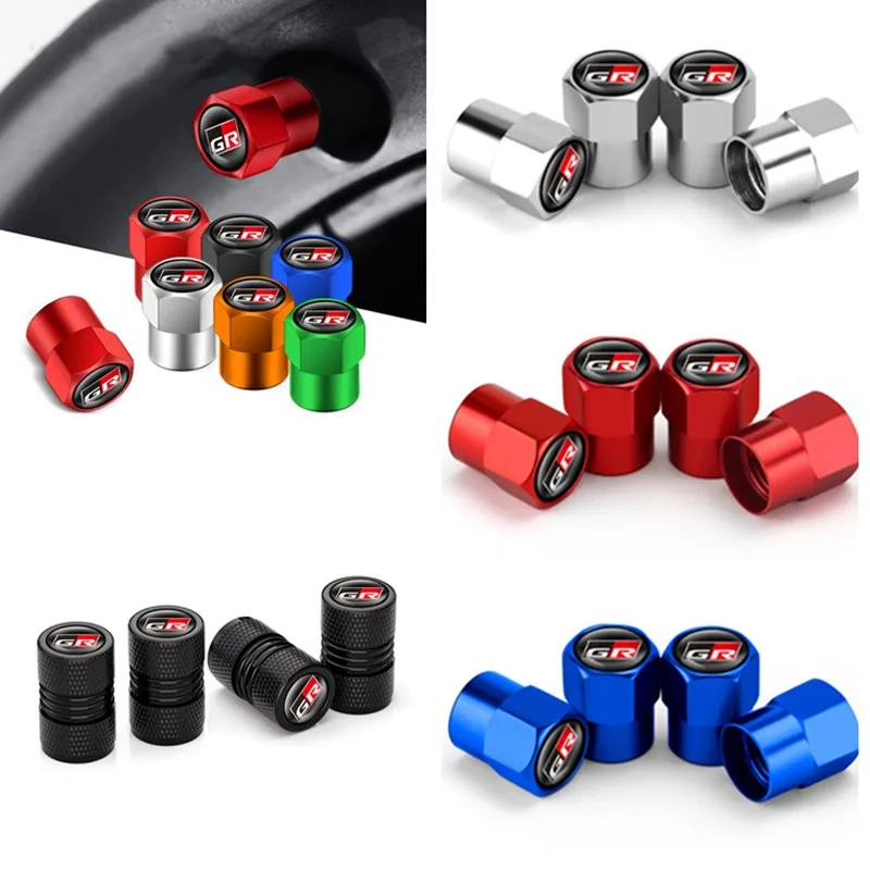 4Pcs GR Sport Logo Car Wheel Tire Stem Air Valve Caps Covers For Toyota ...