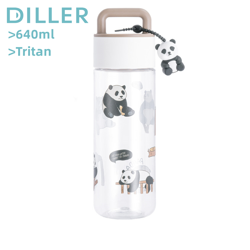 Diller Tritan Water Bottle With Handle Panda Design Leak-Proof BPA-Free For Drinking 640ml D2413 ...