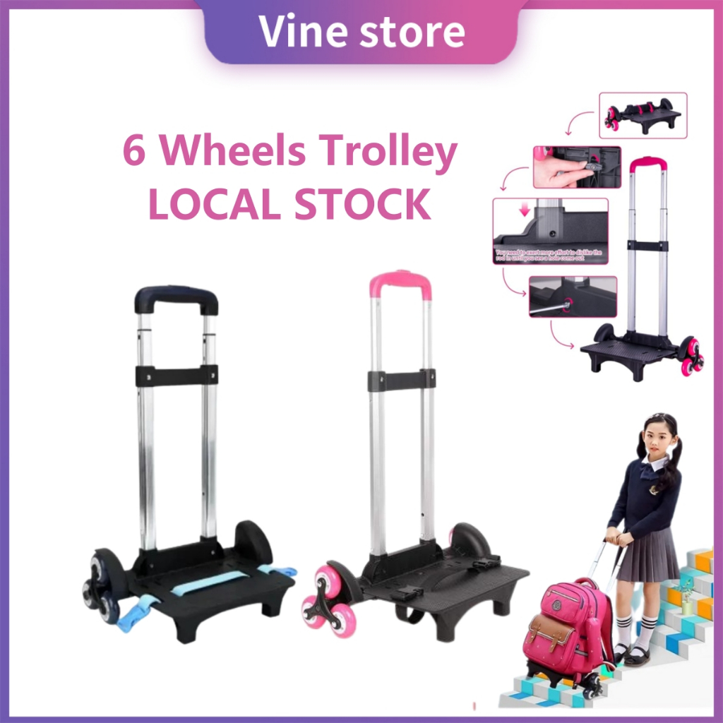 (Climbing stairs)6 Wheels Trolley Backpack for universal School Bag ...