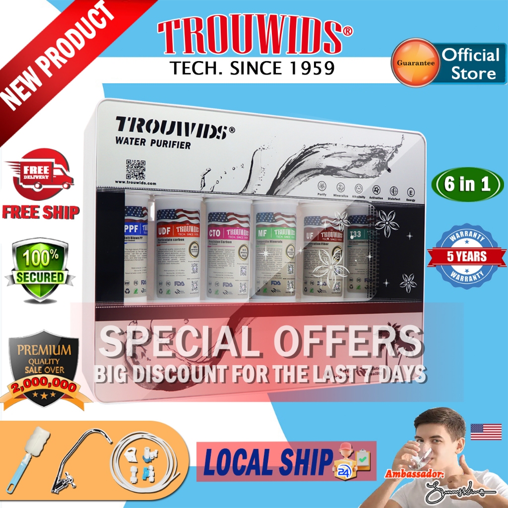 TROUWIDS Indoor Water Filter Tap 6 Stage Faucet Alkaline Purifier ...