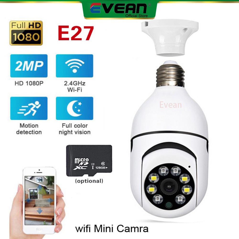 Evean E27 Wifi Bulb Camera 1080P Wireless CCTV Security IP Camera ...