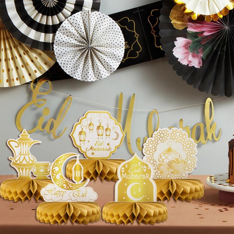 9pcs Ramadan MUBARAK Honeycomb Centerpiece Table Decoration Islamic ...