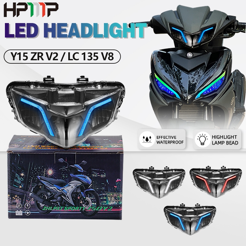 NEW Y15 V2 LED HEAD LAMP Y15ZR LC135 V8 Y15ZR LAMPU DEPAN SMOKE HEADLAMP RED/WHITE/BLUE LIGHT ...